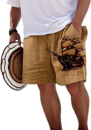 Generic Short de sport ample pour homme - Imprimé bateau pirate - Short dentraînement court pour la course à pied - Séchage rapide - Short de surf - Respirant