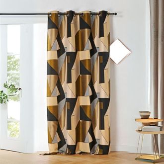 HOME MAISON Homemaison - Rideau dameublement - Effet graphique Noir 135x260 cm