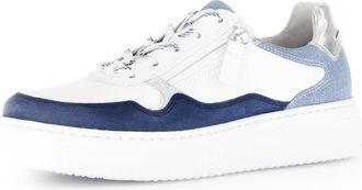 Gabor Damen Low-Top Sneaker, Frauen Halbschuhe,Strassenschuhe,Sportschuhe,Freizeitschuhe,Turnschuhe,Laufschuhe,Weiss/Jeans/Silber,35 EU / 2.5 UK