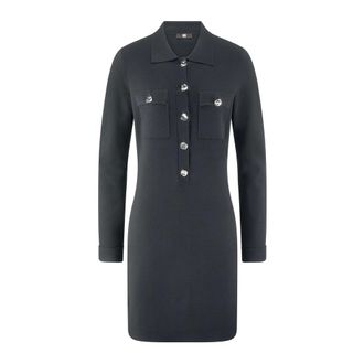 Riani Femme, Robes, Noir, Taille: 42 FR Robe Courte en Maille avec Col Chemise