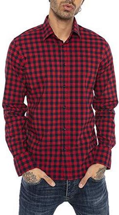 Red Bridge Chemise Classique à Manches Longues en Coton pour Hommes Rouge S