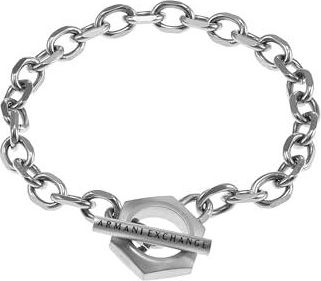A|X Armani Exchange Bracelet Pour Homme, Longueur : 220mm, Largeur : 17.5mm, Hauteur : 20mm Bracelet En Acier Inoxydable Argenté, AXG0103040, Argent monnayé