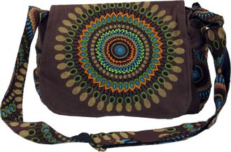 Guru Shop Schultertasche, Hippie Tasche, Goa Tasche - Braun, Unisex - Erwachsene, Baumwolle, 23x28x20 cm
