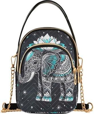 Mnsruu Sac à bandoulière pour femme, motif éléphant, tribu indienne, sac à main, petit sac à bandoulière avec sangle réglable