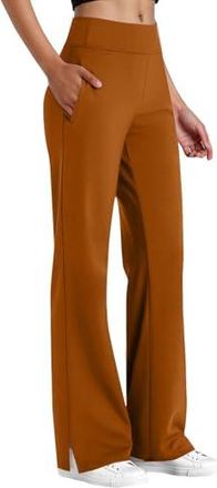 Generic Pantalon de yoga pour femme &agrave; jambes larges, pantalon de jogging d&eacute;contract&eacute; &agrave; la mode, taille haute, pantalon ample confortable avec trous pour femme