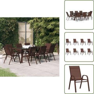 vidaXL The Living Store 9-tlg. Garten-Essgruppe Braun und Schwarz - Terrassentisch