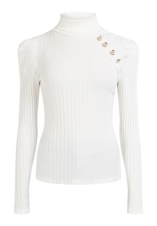 Mymo Rippstrickpullover Damen Wollwei&szlig;