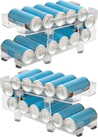 Generic Dosenorganizer F&uuml;r Lagerraum - Doppel-Organizer F&uuml;r Getr&auml;nkedosen - Einstellbarer K&ouml;rper mit W&auml;lzlagern Zweistufige Ausziehl&ouml;sung StapelF&uuml;r K&uuml;hlschr&auml;n