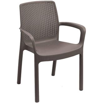 Dmora Chaise dext&eacute;rieur Torino, Si&egrave;ge de jardin, Chaise pour table &agrave; manger, Fauteuil dext&eacute;rieur effet rotin, 100% Made in Italy, Cm 54x60h82, Marron