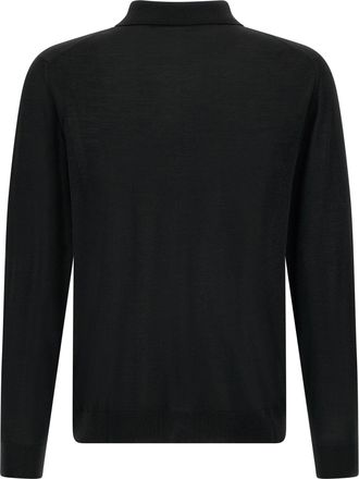 Kiton 14-Micron Wool Polo Shirt - Black