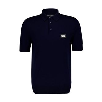 Dolce & Gabbana Luxus Woll Polo Shirt Marineblau - - Tops - Herren - Blau - XS