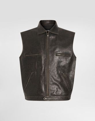Dolce & Gabbana Leather Jacket - Mann M&auml;ntel Und Jacken Schwarz 50