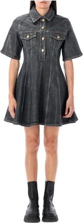 Ganni Femme, Robes, Noir, Taille: 40 FR Sequin Denim Shirt Dress