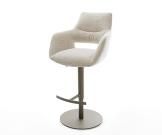 DELIFE Barstuhl Yago-Flex Webstoff Soft Beige Drehfu&szlig; h&ouml;henverstellbar Metall Titanfarben Taschenfederkern, Barst&uuml;hle
