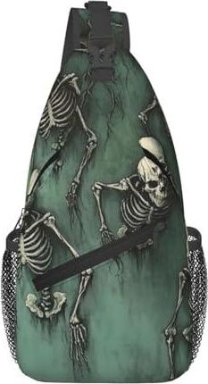 Generic Sac &agrave; bandouli&egrave;re 3D cr&acirc;nes et vignes - Sac &agrave; bandouli&egrave;re de voyage pour homme - Sac &agrave; dos de randonn&eacute;e