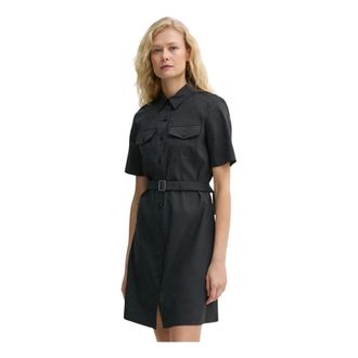 Theory Robe chemise courte ceintur&eacute;e - Femme - Robes - Bleu - Taille: 36 FR