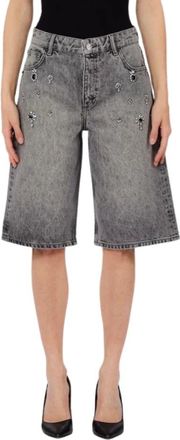 Liu Jo Femme, Shorts, Gris, Taille: W25 Bermuda avec applications de strass