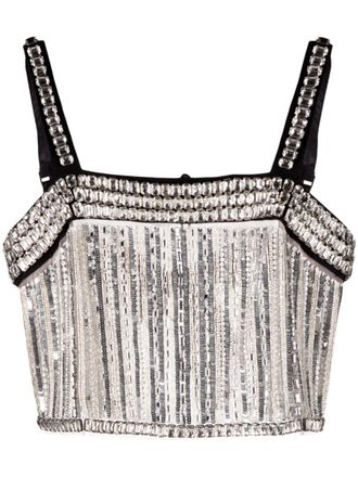 Elisabetta Franchi haut crop à ornements - Argent