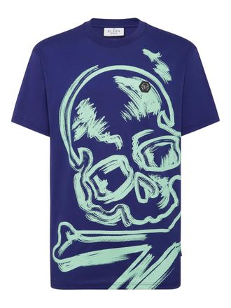 Philipp Plein t-shirt &agrave; motif t&ecirc;te de mort - Bleu