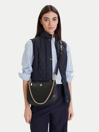 Tommy Hilfiger Handtasche Th Glam Conv Med Crossover AW0AW18143 Schwarz