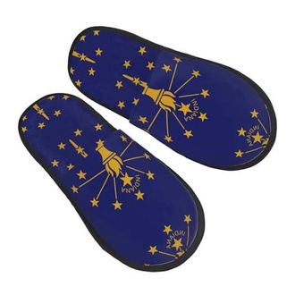 Generic DRTGEDS Chaussons &agrave; fourrure &agrave; imprim&eacute; drapeau de l&Eacute;tat de lIndiana pour automne et hiver, chaussures confortables pour la maison, portables pour h&ocirc;te