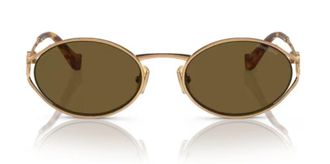 Miu Miu Eyewear SMU52YC054E7OE Oval Metal Frame Sunglasses - Gold