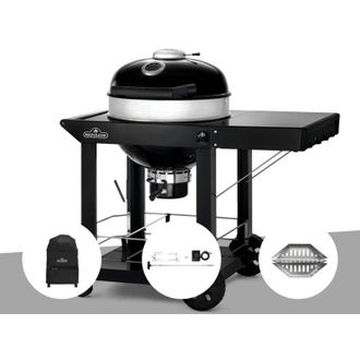 Napoleon Barbecue &agrave; charbon Kettle Pro 57 cm sur chariot + Housse de,protection + R&ocirc;tissoire + Lot de 2 paniers &agrave; charbon - Napoleon