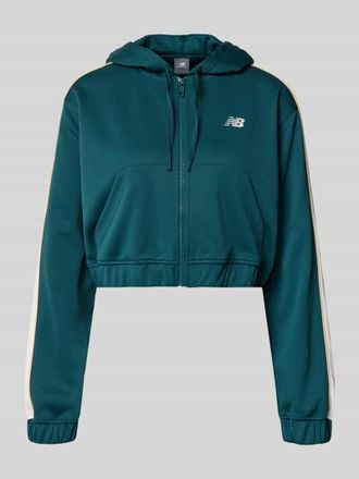New Balance Cropped Sweatjacke mit Label-Stitching