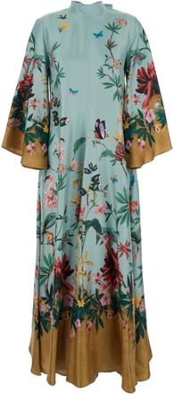 La DoubleJ Femme, Robes, Multicolore, Taille: 42 FR Robe Maxi Florale &agrave; Col Montant