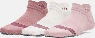 Under Armour Breathe Füßlinge im 3er-Pack für Damen Tourmaline Rosa / Stein / dunkles Kastanienbraun EINHEITSGRÖSSE