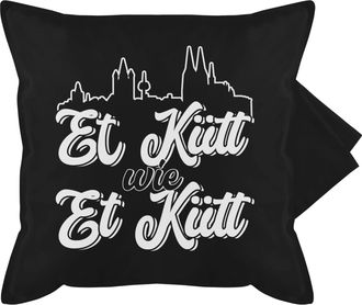 Shirtracer Kissenbezug - Karneval & Fasching - Kissen - Et Kütt Wie Et Kütt Köln Skyline I - 50 x 50 cm - Schwarz - karnevalskissen fasching- koln sofakissen mit