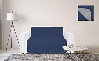 Italian Bed Linen Sogni e capricci ART-WAT-BLU SCU/GRIGIO CHI-175X190 Wasserdichtes Abdeckband für Sofas, 175x190cm, dunkel blau/hell grau, 3 PLACES
