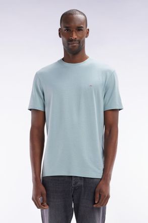 Eden Park T-shirt Vert Deau Uni En Lyocell Et Coton Coupe Droite