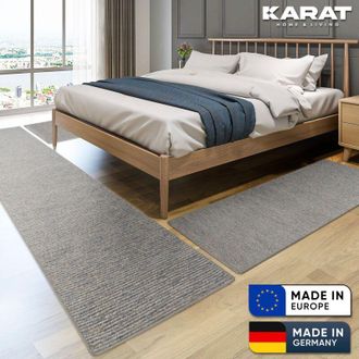 Floordirekt Bettumrandung Geneva Silbergrau 1 L&auml;ufer: 80 x 300 cm + 2 Br&uuml;cken: je 80 x 150 cm