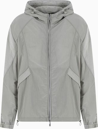 A|X Armani Exchange Mens Urban Heighs, Color Contrast, Logo tab, Blouson Jacket, Grey, L