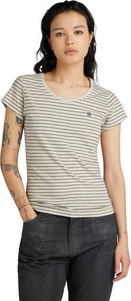 G-Star G-Star RAW Damen Eyben Slim V-Neck Top 2.0, Mehrfarben (Milk Htr/Grey Asphalt Stripe D24533-D244-G426), XXS