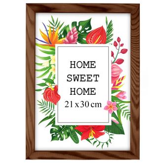 MG Design Braun Bilderrahmen A4 21 x 29,7 cm - Aus echtem Holz mit Acrylglas, zum Aufhängen & Aufstellen, für Fotos, Poster & Puzzle