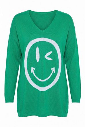 Miamoda Strickpullover Pullover bequeme Passform gro&szlig;er Smiley