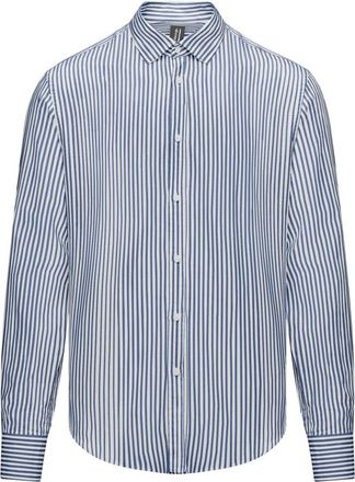 Bomboogie Homme, Chemises, Bleu, Taille: M Chemise ray&eacute;e en lin/coton