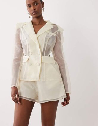 Asos Transparente Shorts in Wei&szlig; mit hohem Bund, Kombiteil