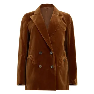 Blaz&eacute; Milano Femme, Vestes, Brun, Taille: 38 FR Blazer Droit Boutonnage Double en Velours