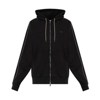Burberry Check Trim Cotton Zip Hoodie - - Sweatshirts & Hoodies - Herren - Schwarzk - S