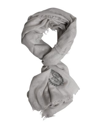 Dolce & Gabbana Mens Cashmere-Silk Logo Scarf Gray