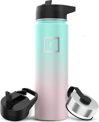Iron Flask Gourde Isotherme avec Paille - 650/950/1200/1800 ml - Inox &Eacute;tanche Bouteille deau Isotherme &agrave; Double Paroi Sans BPA - Sport Gym Voyage Enfant