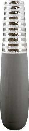 Gilde Deko Vase Bodenvase Newtown - Keramikvase - grau-matt - Silber-glänzend - Vase groß Höhe 65 cm - Breite 15 cm