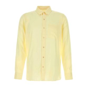Tom Ford Homme, Chemises, Jaune, Taille: M Fluid Gabardine Slim Fit Shirt