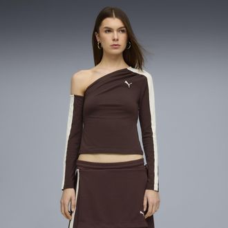 Puma Haut asym&eacute;trique T7 Femme, V&ecirc;tements, Marron, XL