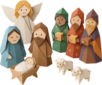 Generico Weihnachtskrippe zum Basteln, für Weihnachten, handgefertigt, Dekoration für Partys, Bastelset aus Papier, für Anfänger, Familie, Freunde, Männer, Fra