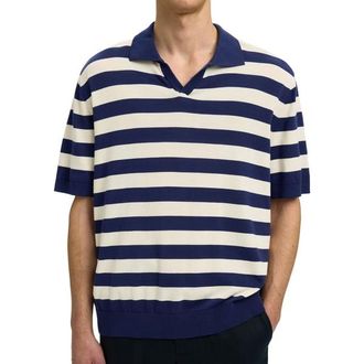 Selected Polo manches courtes ray&eacute; en coton