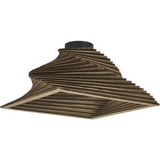 Osram Plafonnier Decor Cardboard Square Turn marron en carton ondul&eacute;, E27, 400 mm de diam&egrave;tre, abat-jour en mat&eacute;riau recycl&eacute;, durable gr&acirc;ce &agrave; sa